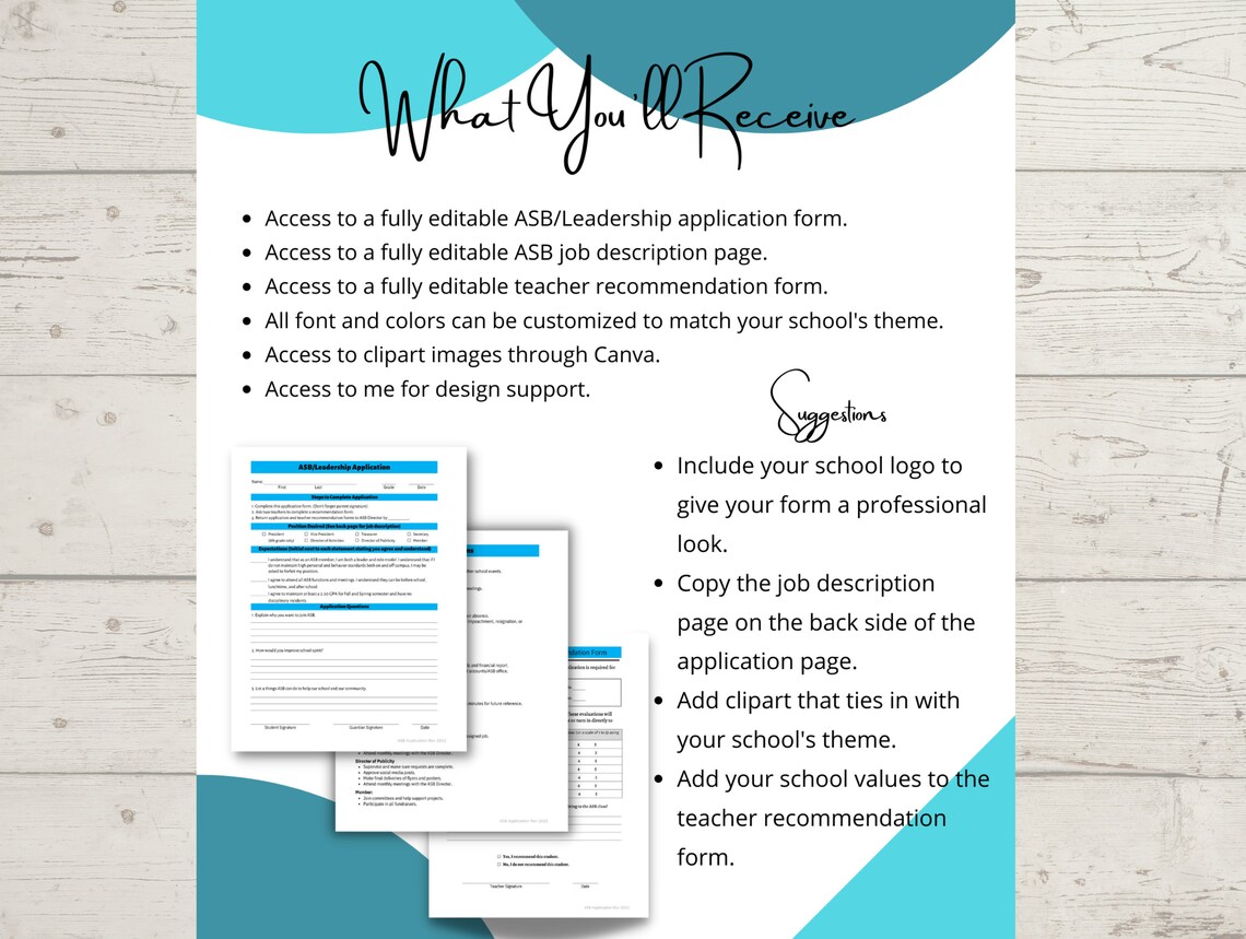 ASB Leadership Application Form, Editable Template | Printable ...