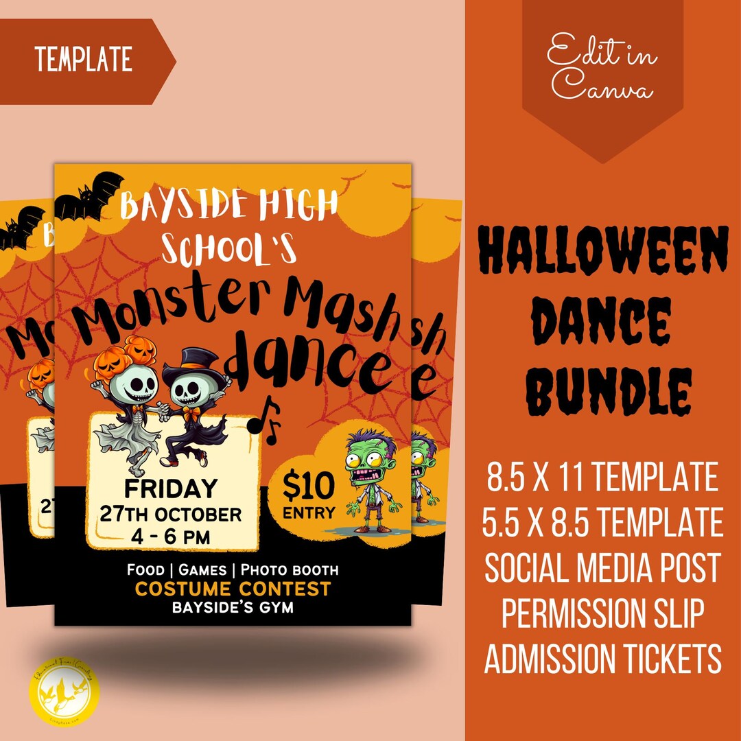 Editable Halloween Dance Flyer Template, Dance Permission Slip ...