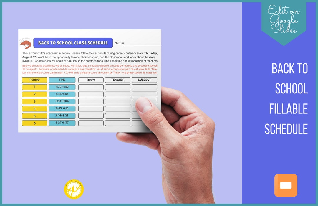 Back-to-school Student Schedule Form for Parents - Etsy