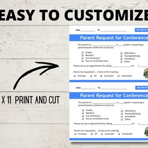 Parent Request for Conference Form, Editable Template | Counselors ...