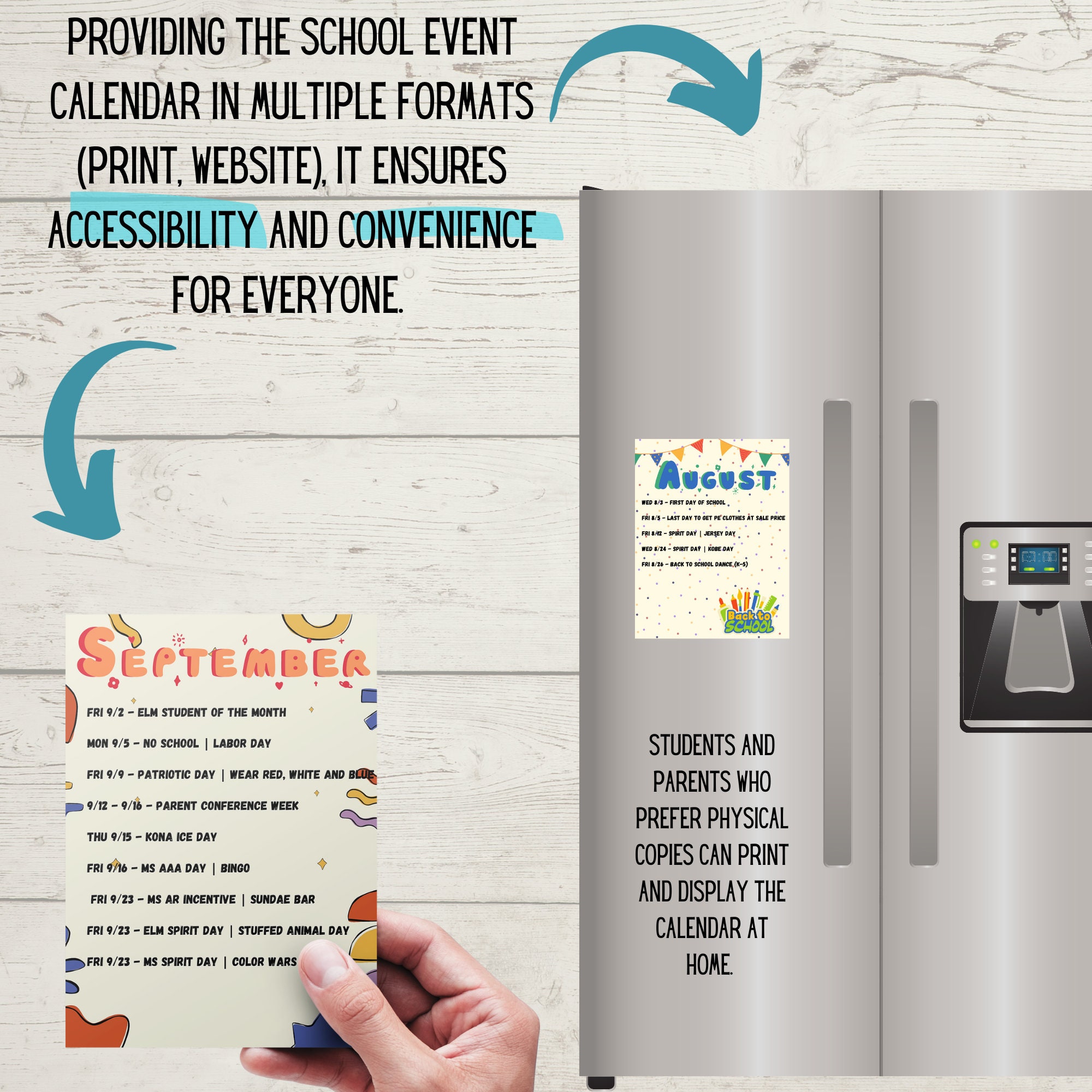 Editable Themed Template for School Events, Monthly Event Calendar ...