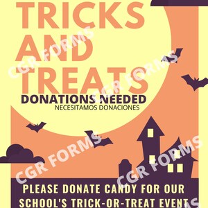 Candy Donation Flyer for School Halloween Trunk-o-treat or Candy Give ...