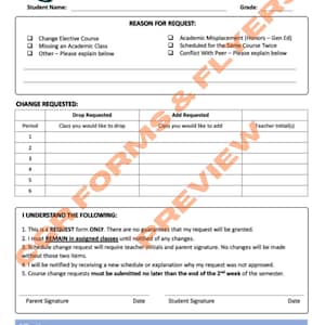 Schedule Change Request Form | Printable Template | Personalize ...