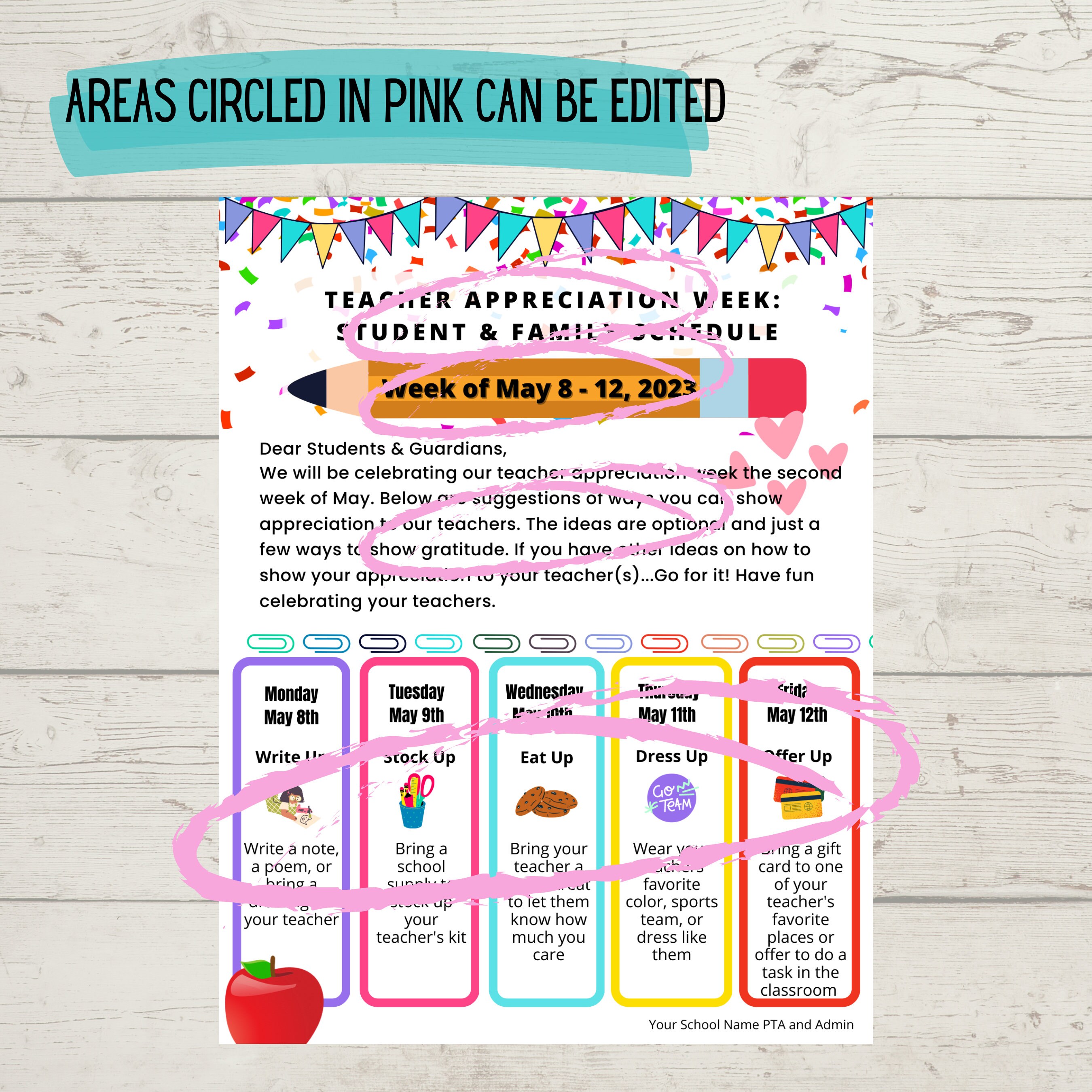 Editable Teacher Appreciation Family Newsletter, Printable Appreciation ...