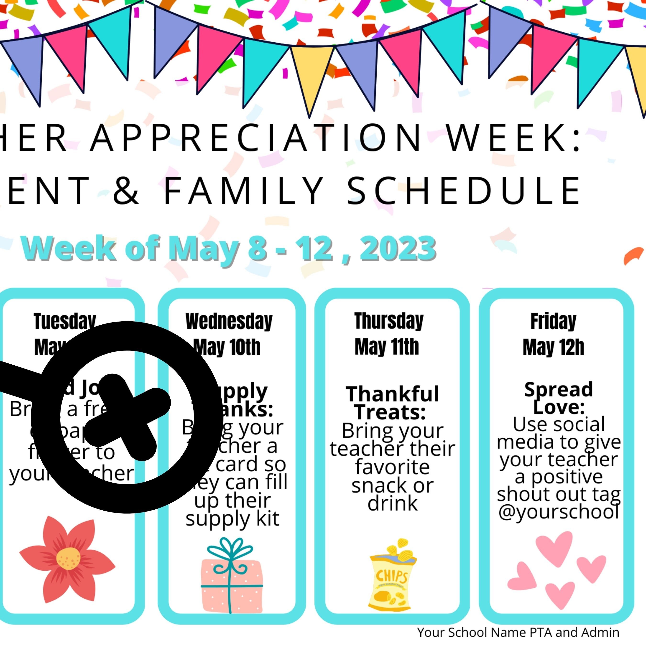 Editable Teacher Appreciation Week of Events, Take Home Flyer With Half ...