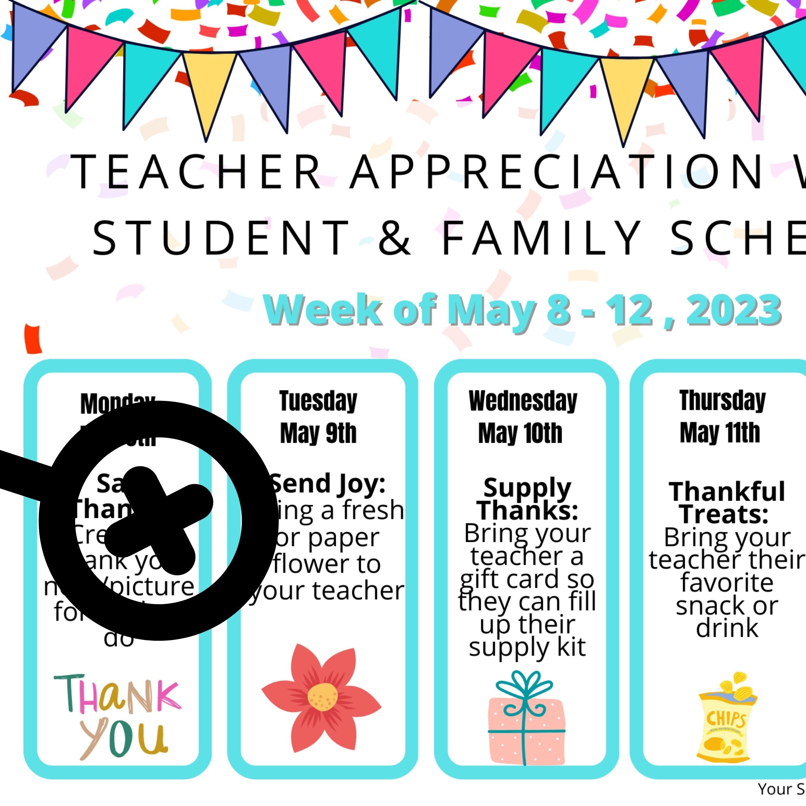 Editable Teacher Appreciation Week of Events, Take Home Flyer With Half ...