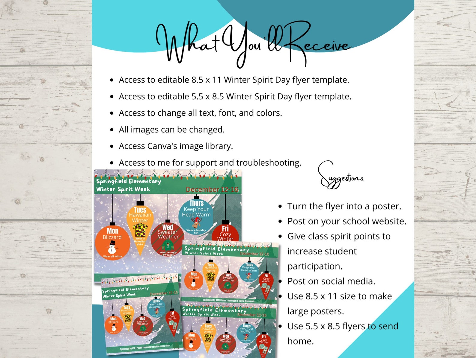 Winter Christmas Spirit Week School Flyer, Editable Printable Digital ...