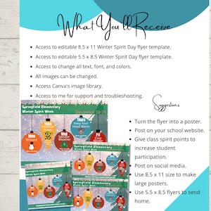 Winter Christmas Spirit Week School Flyer, Editable Printable Digital ...