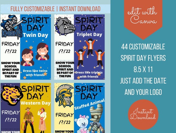 Spirit Day Activity Flyer Printable for the Whole School Year | Etsy