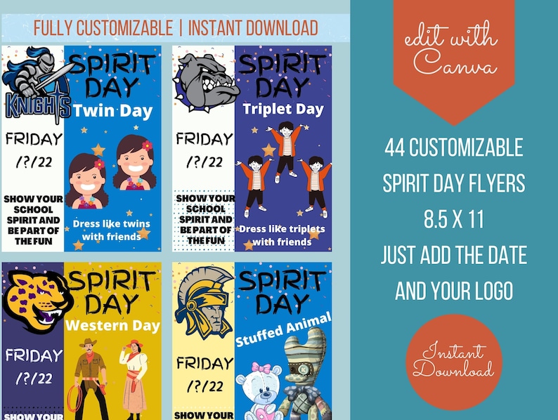 Spirit Day Activity Flyer Printable for the Whole School Year ASB | PTA ...