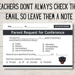 Parent Request for Conference Form, Editable Template | Counselors ...