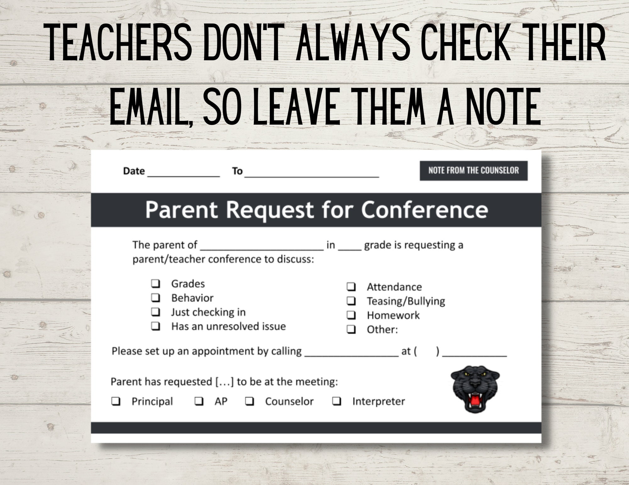 Parent Request for Conference Form, Editable Template | Counselors ...