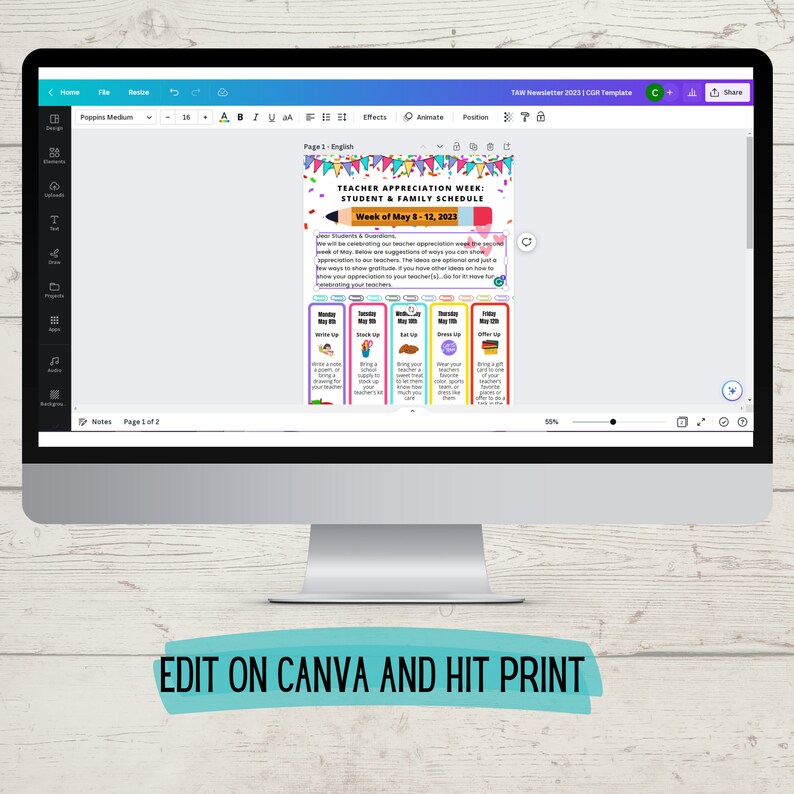 Editable Teacher Appreciation Family Newsletter, Printable Appreciation ...