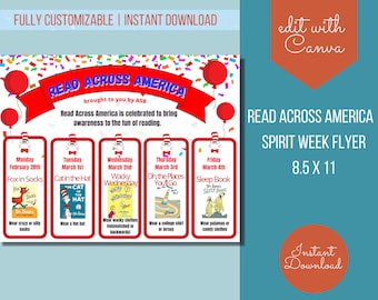 EDITABLE Read Across America Week Flyer Printable Reading - Etsy