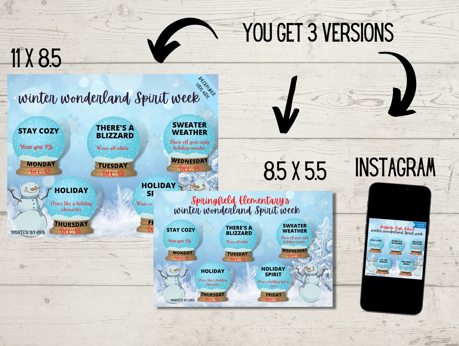 Winter Christmas Spirit Week School Flyer, Editable Printable Digital ...