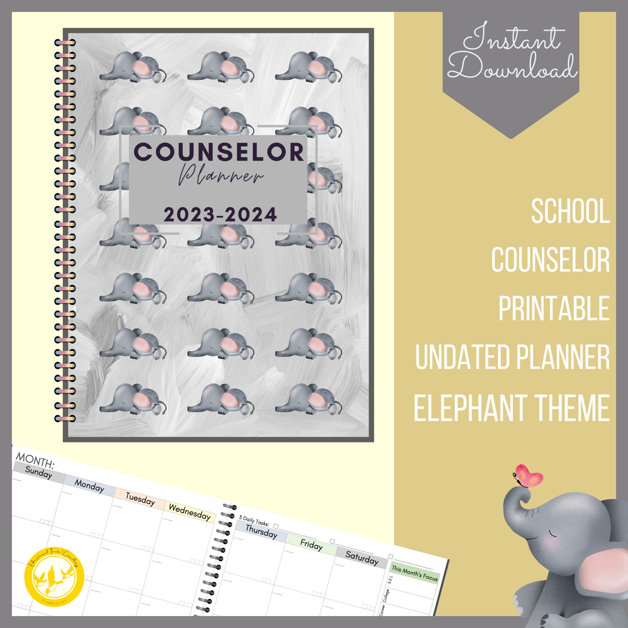 School Counselor Undated Planner 2023-2024, Counselors Printable ...