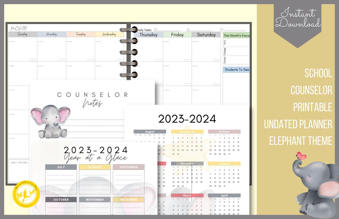 School Counselor Undated Planner 2023-2024, Counselors Printable ...