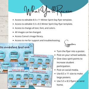 Winter Christmas Spirit Week School Flyer, Editable Printable Digital ...