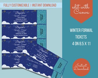 Winter Formal Ticket Printable for School PTA ASB Event | Etsy