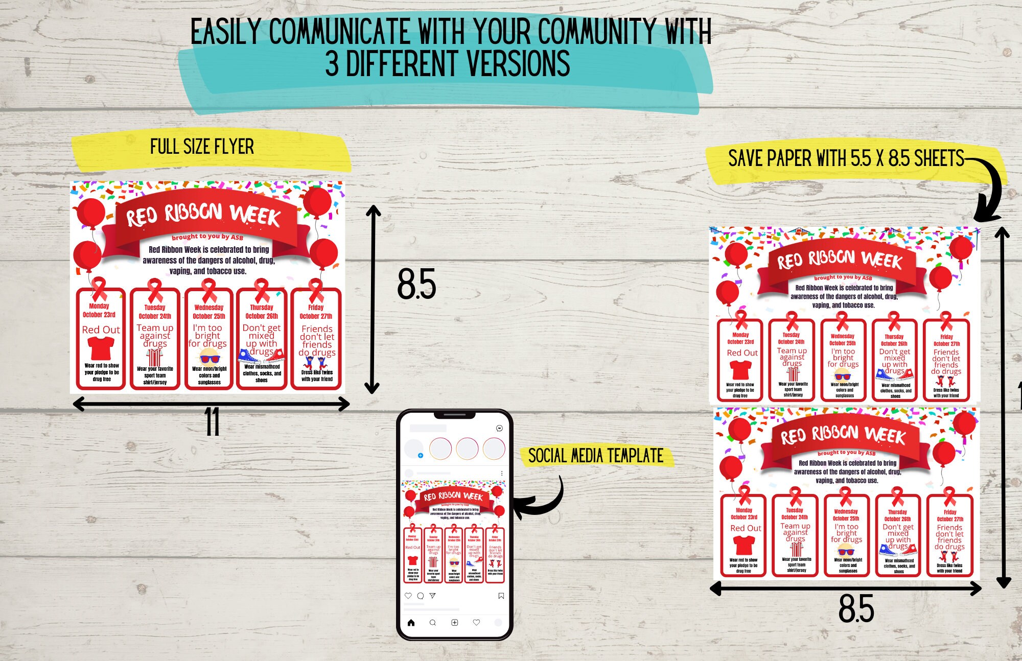 2023 Red Ribbon Spirit Week Template, Spirit Week Schedule, School ...