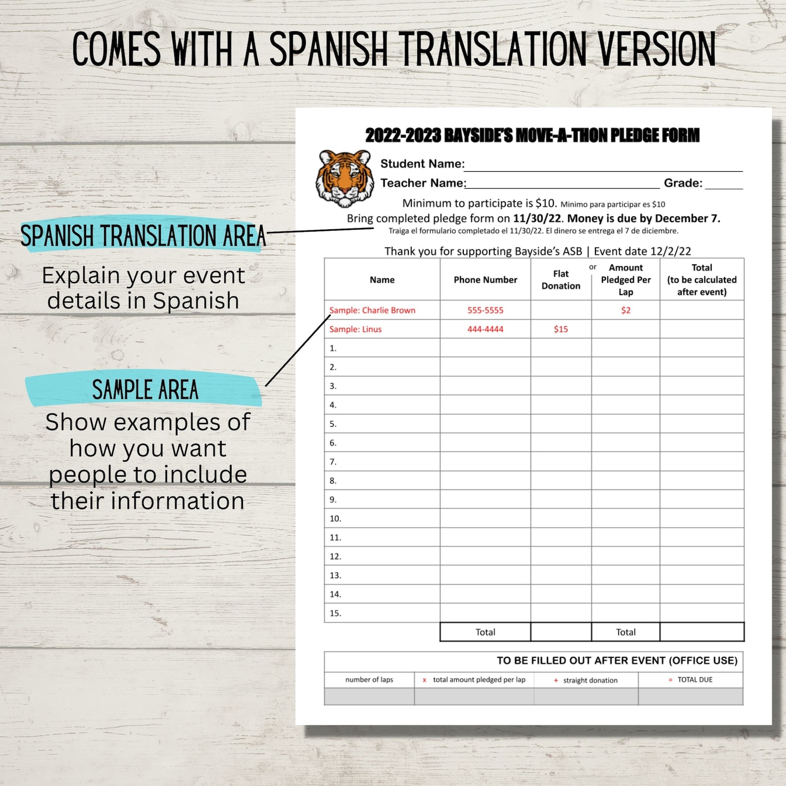 Editable School Fundraiser Form, Printable Fillable School Fundraising ...