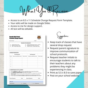 Schedule Change Request Form Template, Digital Printable | Middle ...