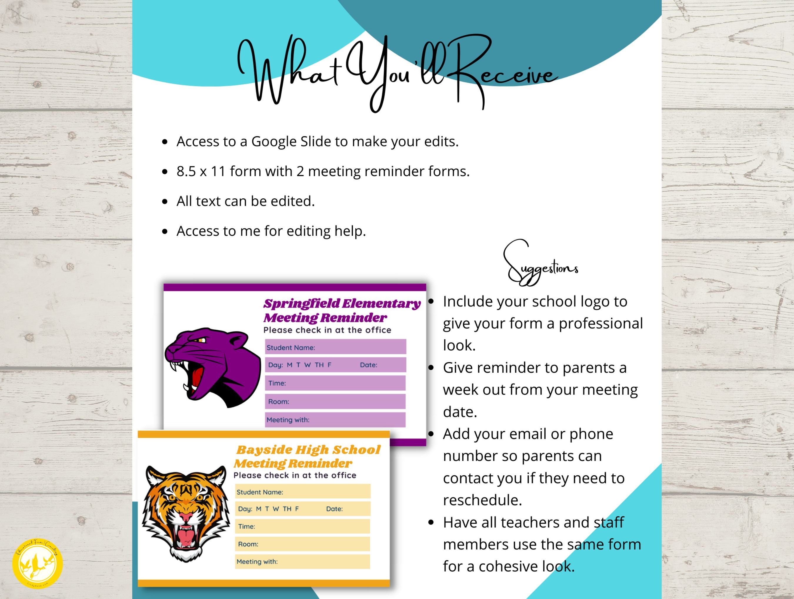 Meeting Reminder Template: School Counselor | Teacher | School ...