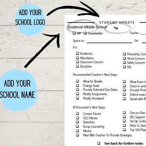 Student Meeting Update Notes Form for Counselors and Assistant ...