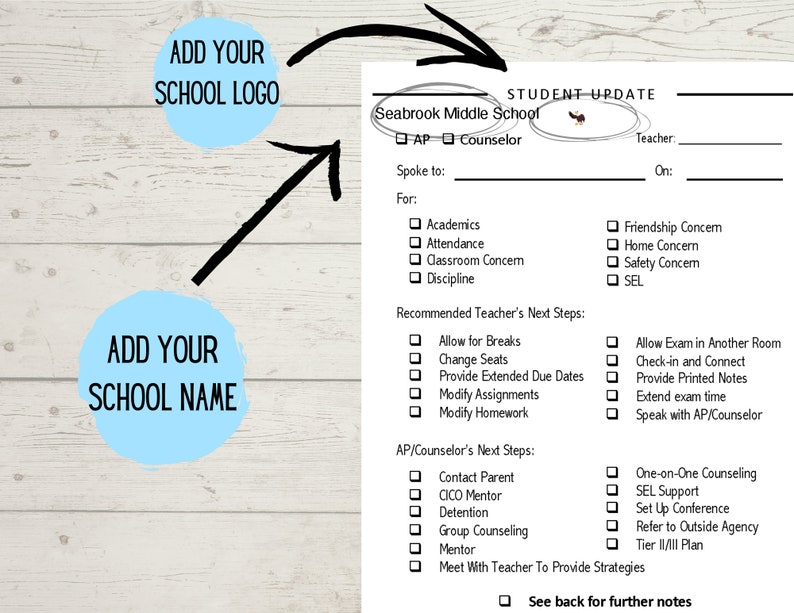 Student Meeting Update Notes Form for Counselors and Assistant ...