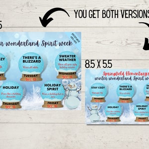 Winter Christmas Spirit Week School Flyer, Editable Printable Digital ...