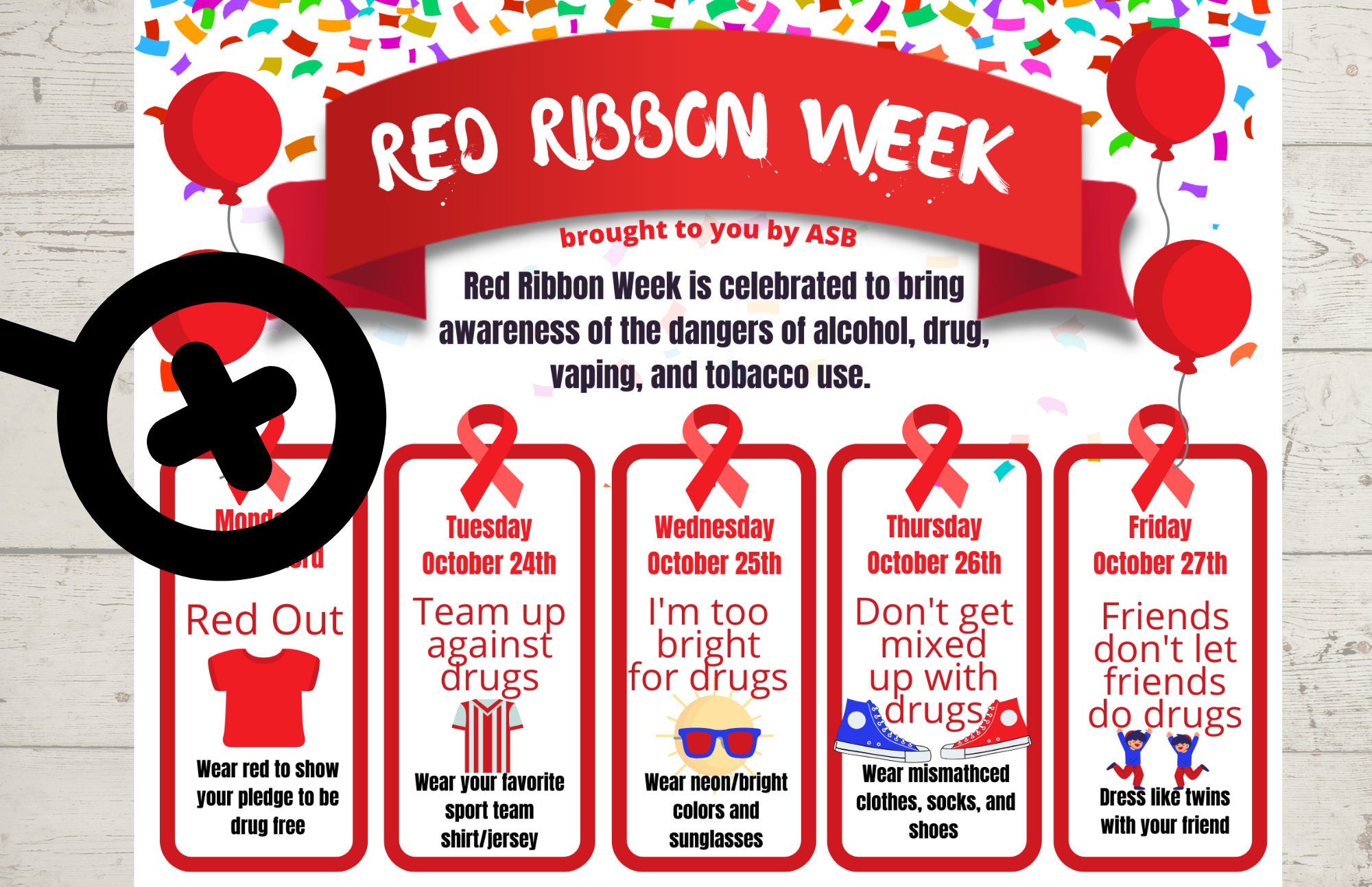 2023 Red Ribbon Spirit Week Template, Spirit Week Schedule, School ...