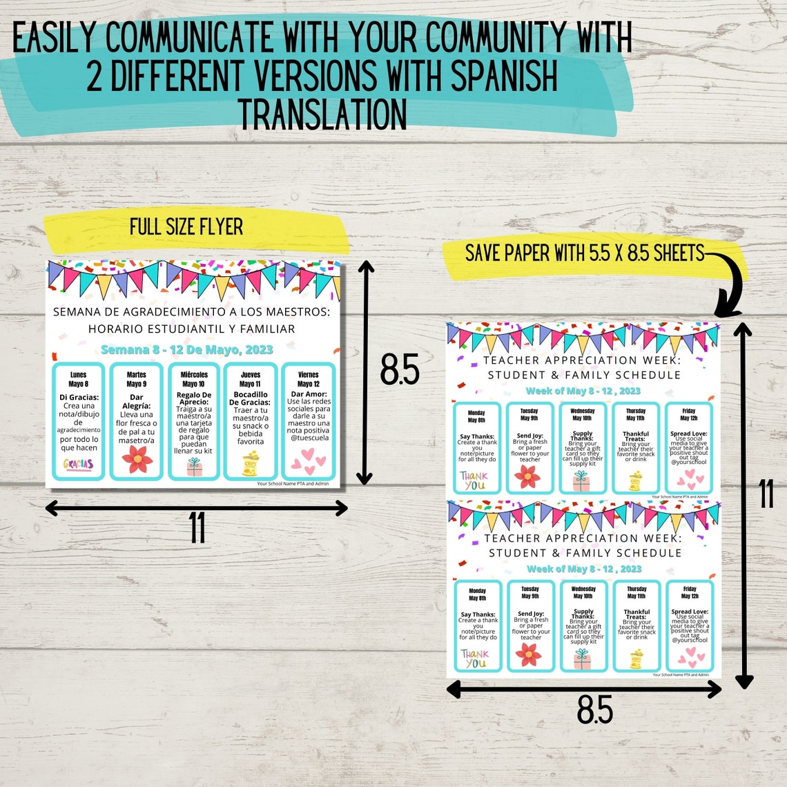 Editable Teacher Appreciation Week of Events, Take Home Flyer With Half ...