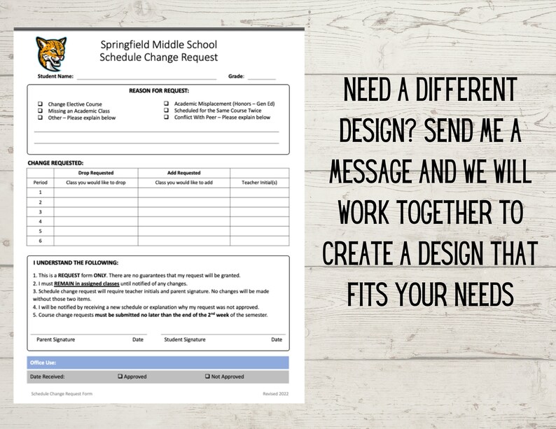 Schedule Change Request Form | Printable Template | Personalize ...