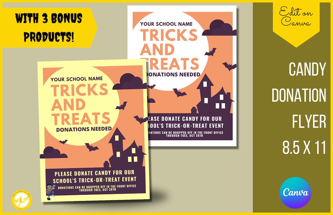 Candy Donation Flyer for School Halloween Trunk-o-treat or Candy Give ...