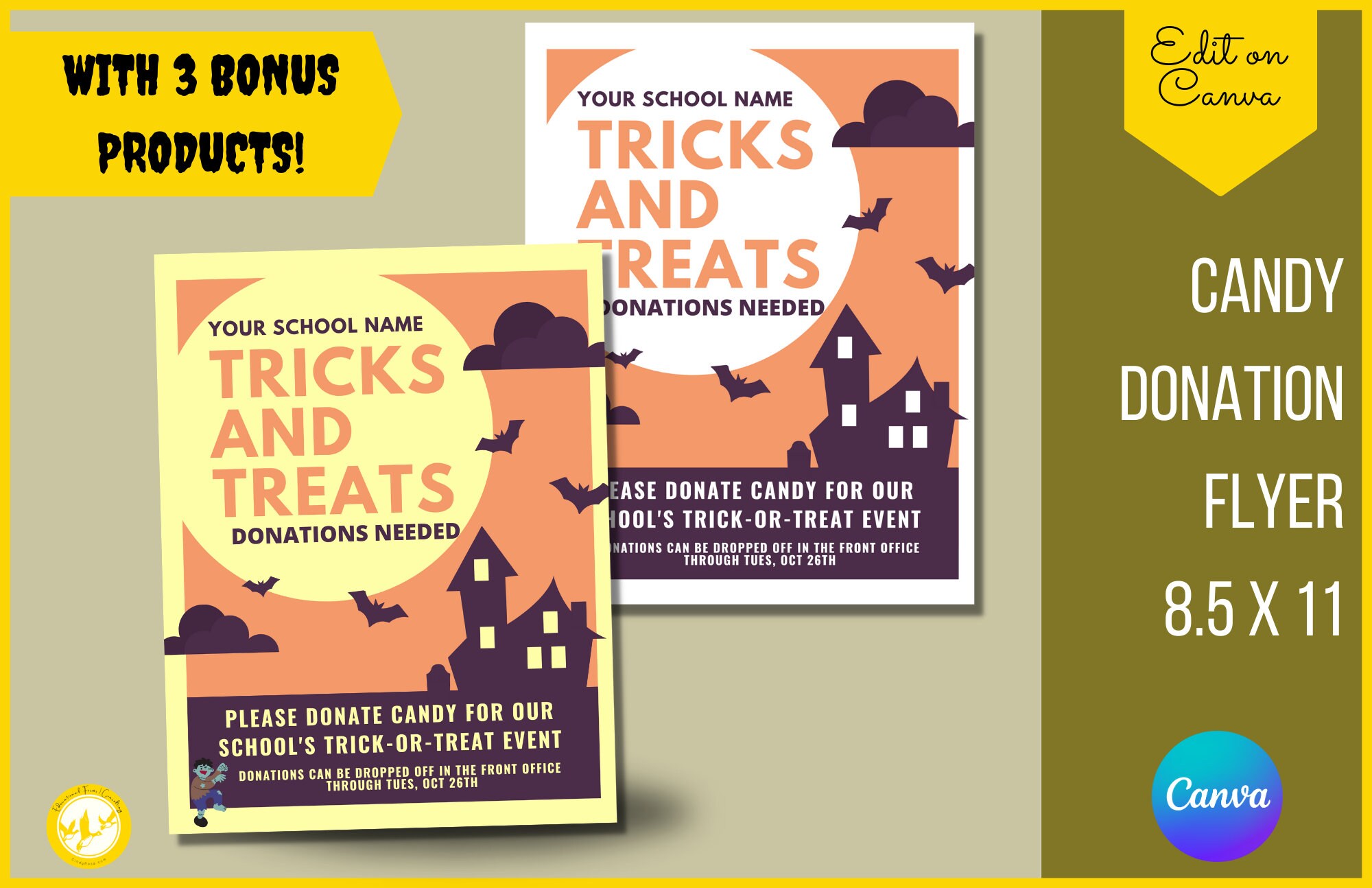 Candy Donation Flyer for School Halloween Trunk-o-treat or Candy Give ...