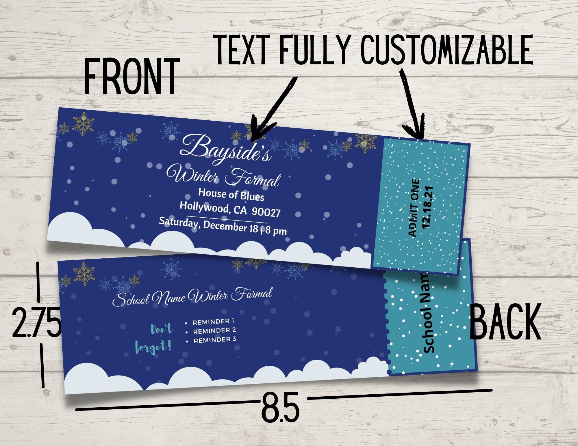Winter Formal Flyer and Printable Tickets for School PTA ASB - Etsy