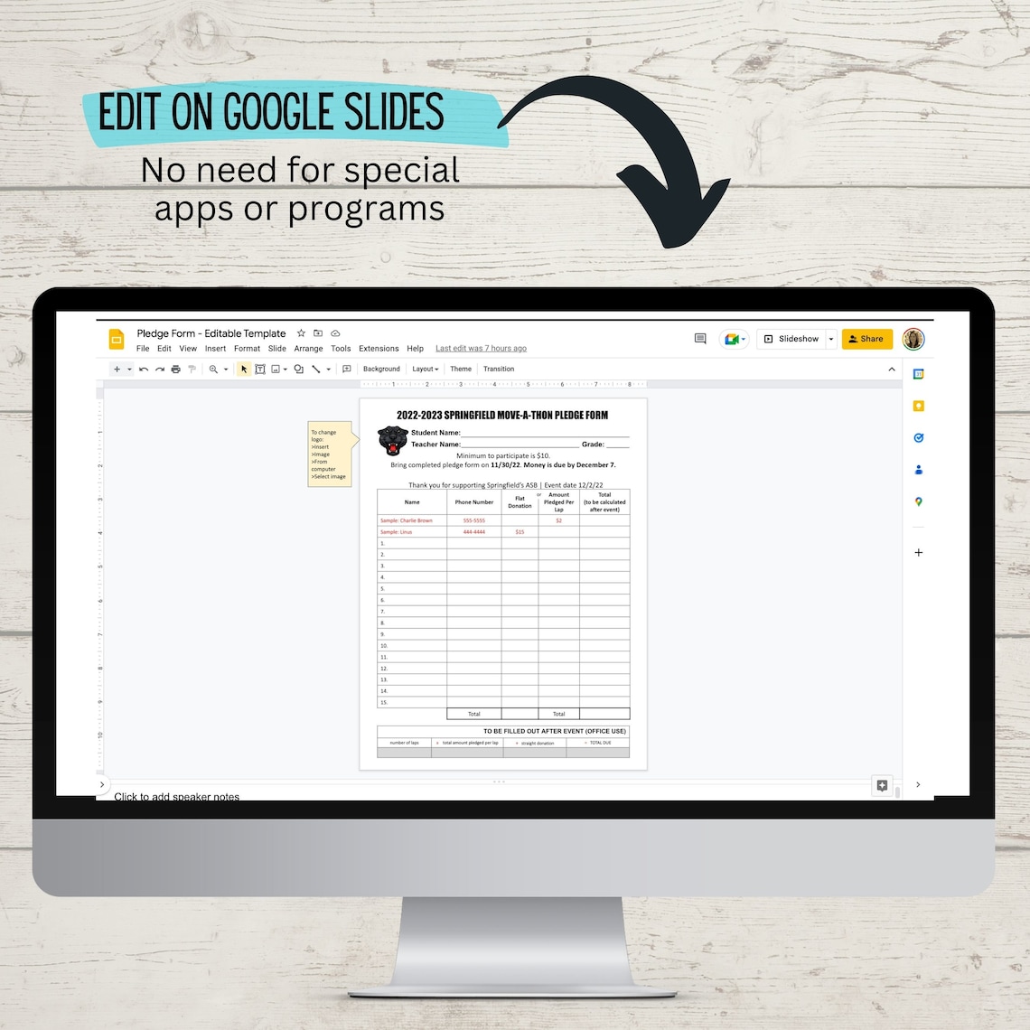 Editable School Fundraiser Form, Printable Fillable School Fundraising ...