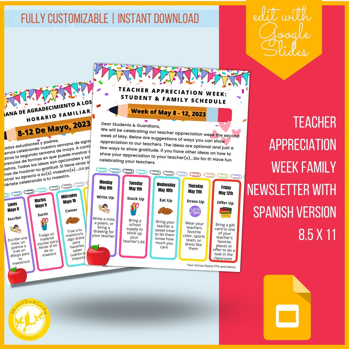 Teacher Appreciation Week Newsletter Template Staff - Etsy