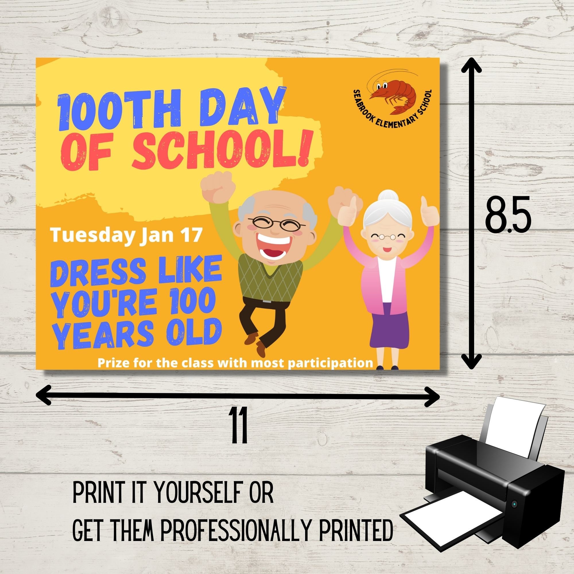 100th Day of School Editable Flyer and Social Media Template, Printable ...