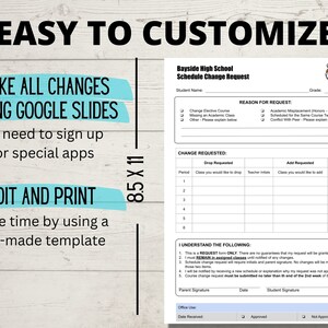 Schedule Change Request Form Template, Digital Printable | Middle ...
