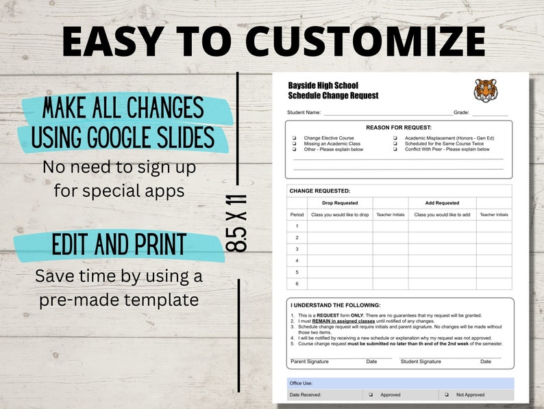 Schedule Change Request Form Template, Digital Printable | Middle ...