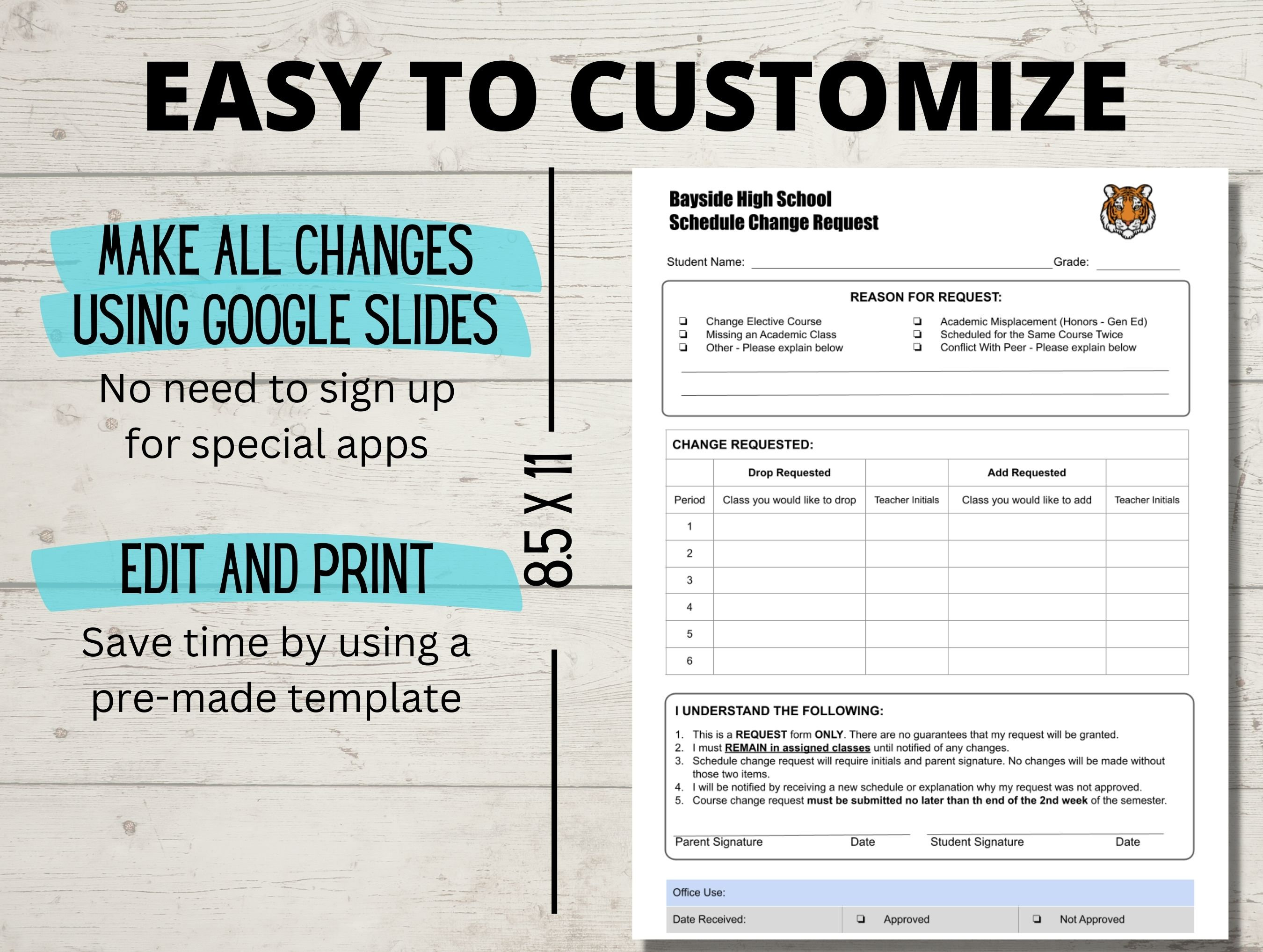 Schedule Change Request Form Template, Digital Printable | Middle ...