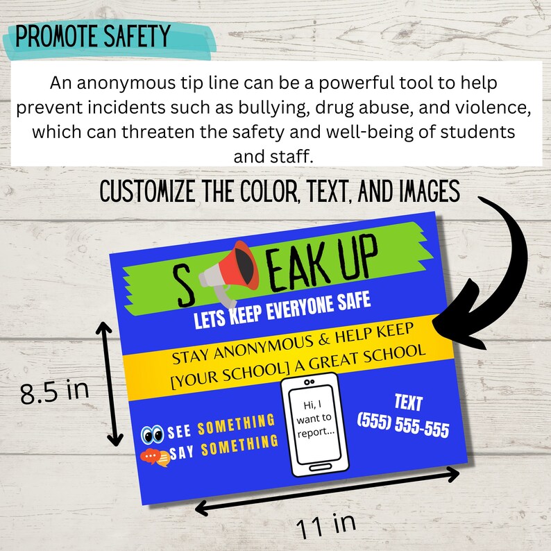 Anonymous Tip Line Poster, Anit-bullying Flyer for School PTA | PTO ...