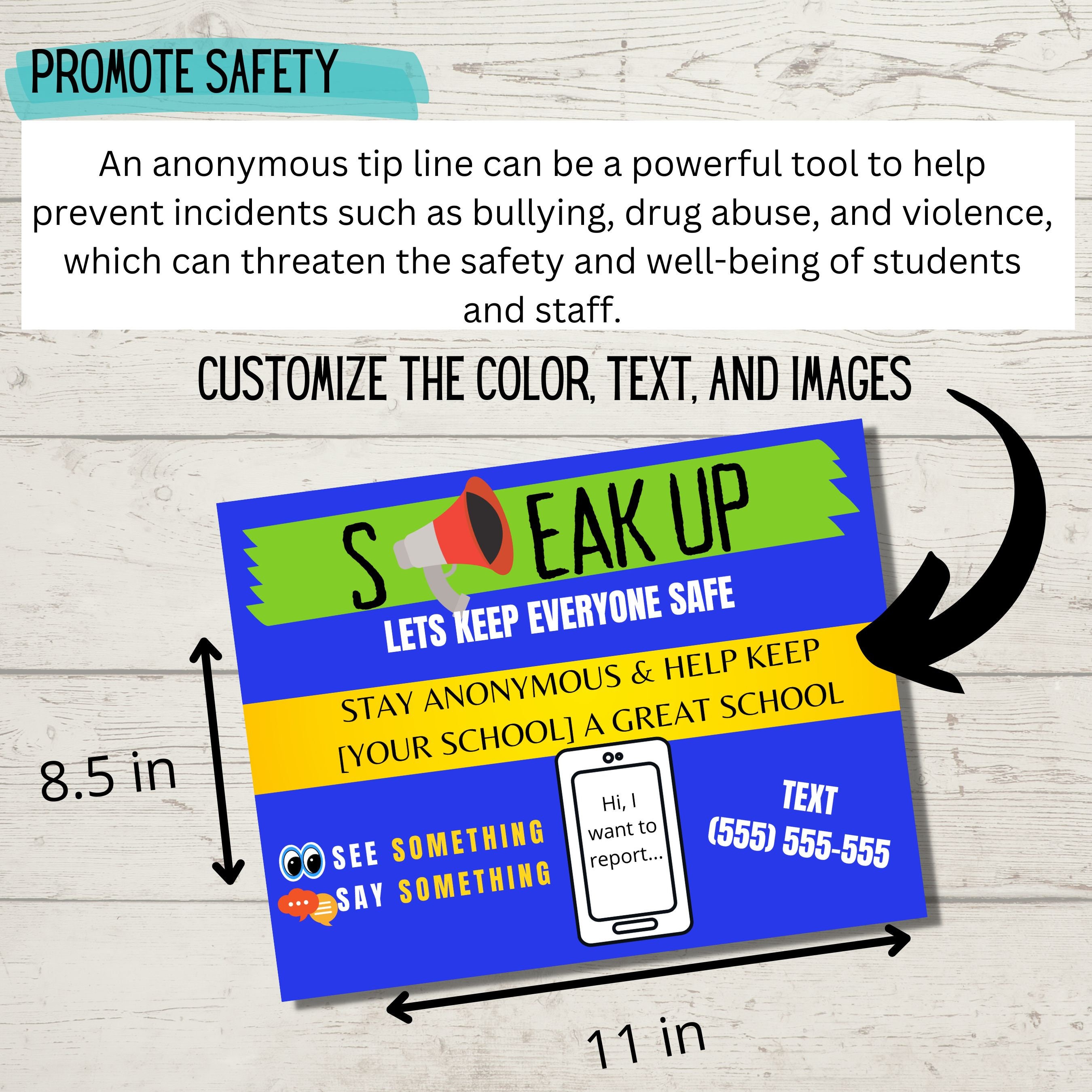 Anonymous Tip Line Poster, Anit-bullying Flyer for School PTA | PTO ...