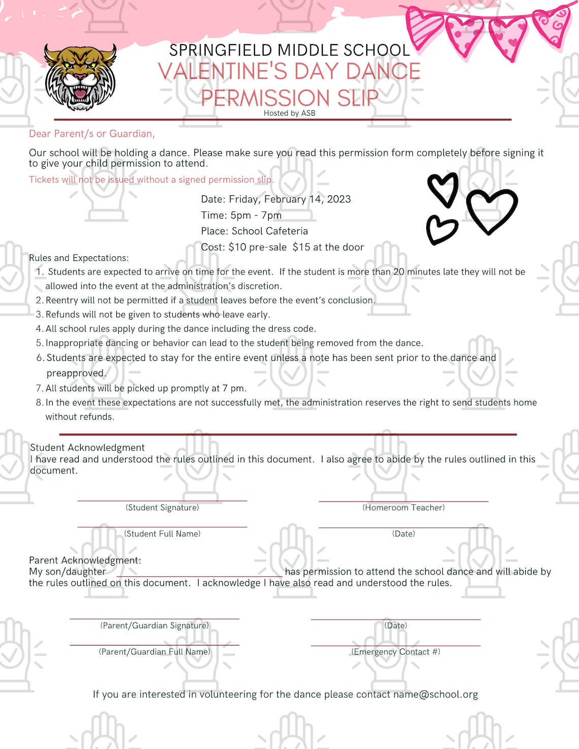 School Dance Permission Slip Form, Editable Template, Translated in ...