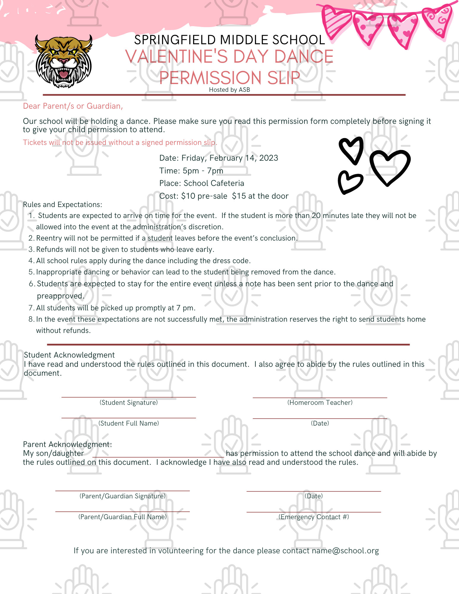 School Dance Permission Slip Form, Editable Template, Translated in ...