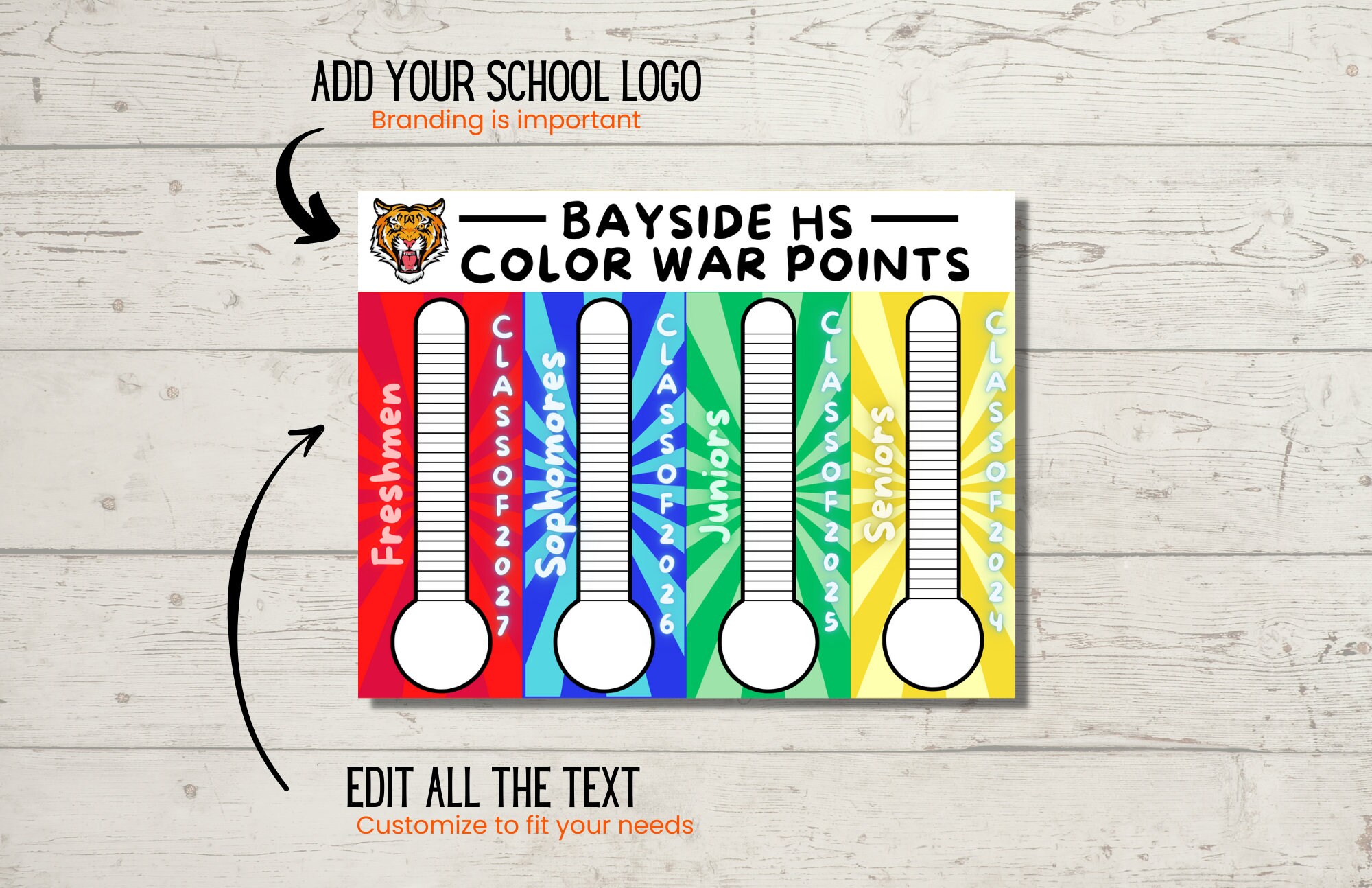 Class Competition School Spirit Score Keeper, Spirit Points, Color Wars ...