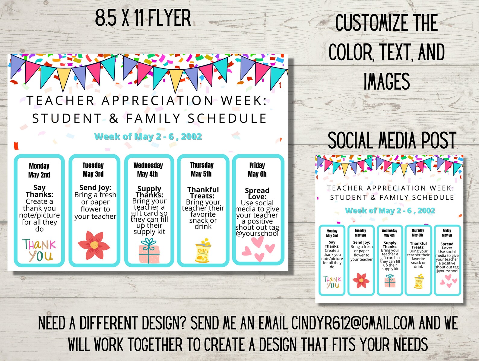 Editable Teacher Appreciation Week of Events Take Home Flyer | Etsy