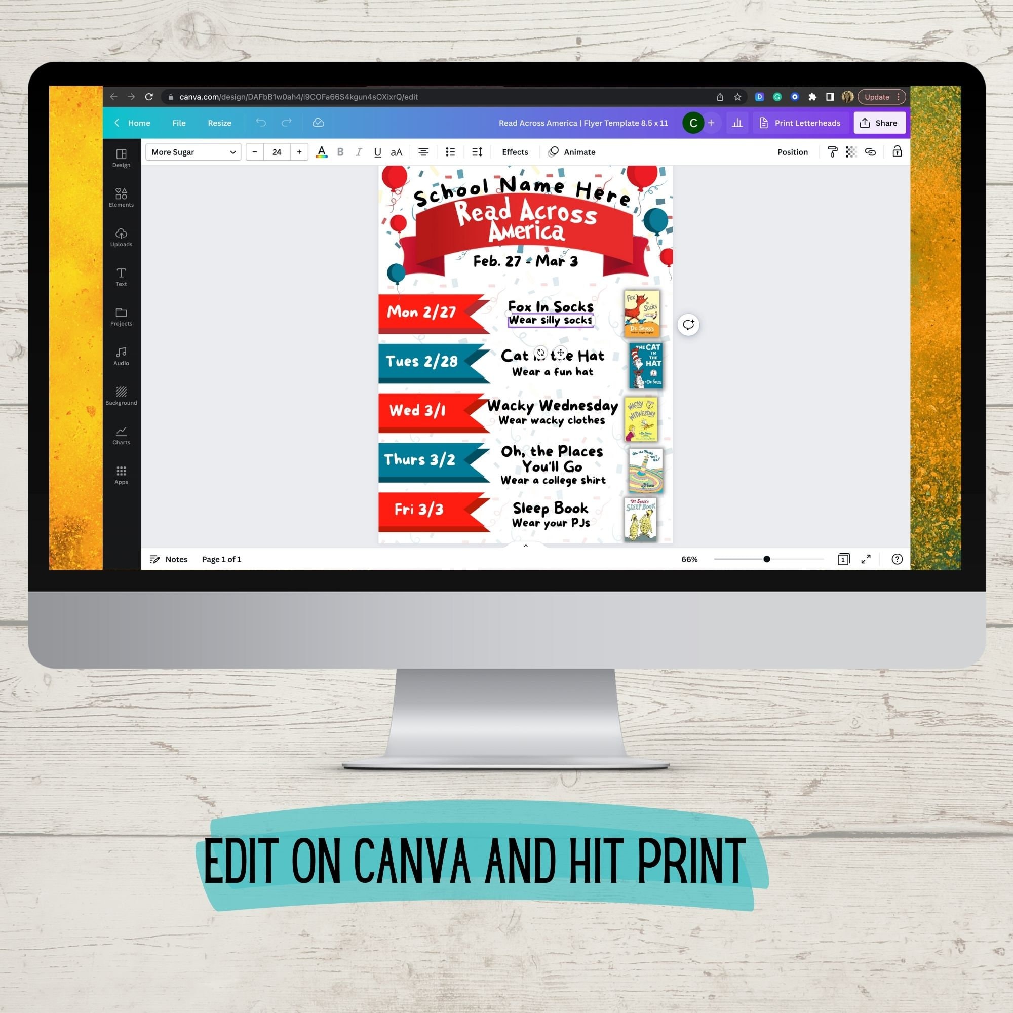 Read Across America Spirit Week Flyer, Spirit Week Template, Spirit ...