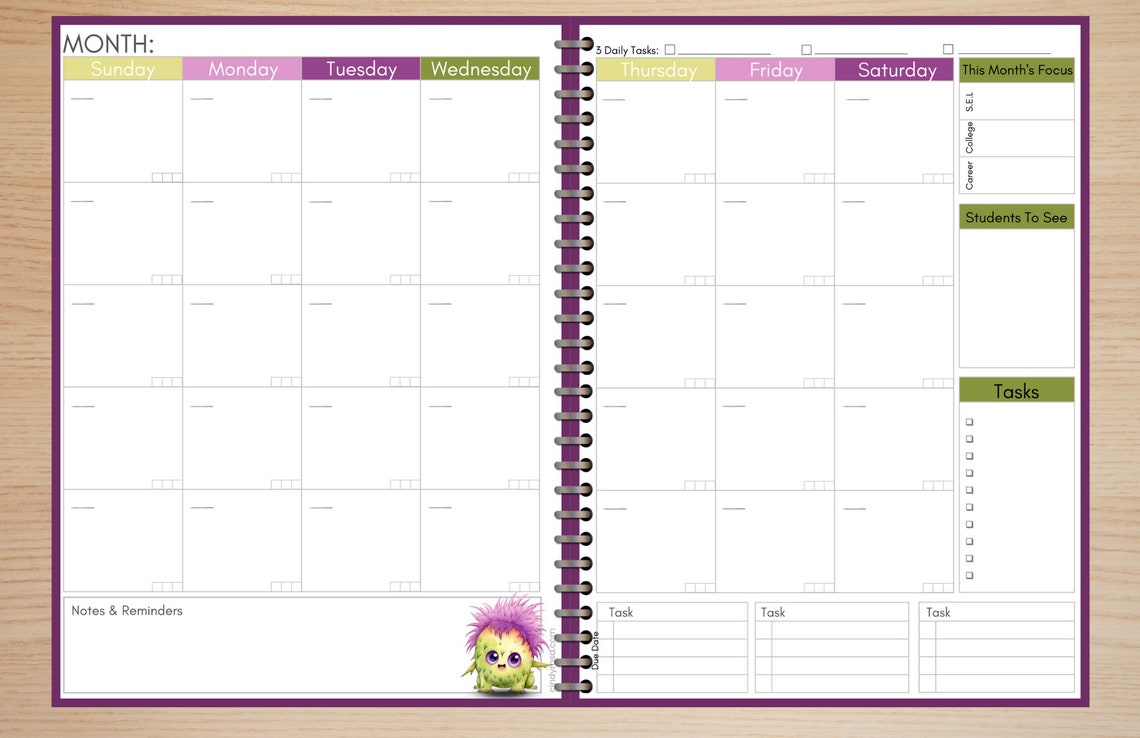 School Counselor Undated Planner 2023-2024, Counselors Printable ...